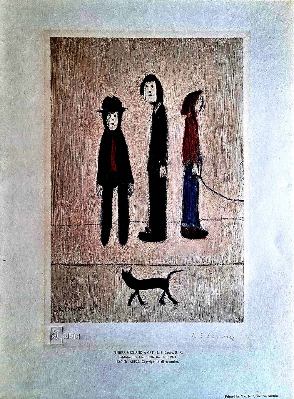 Lowry, three men and a cat