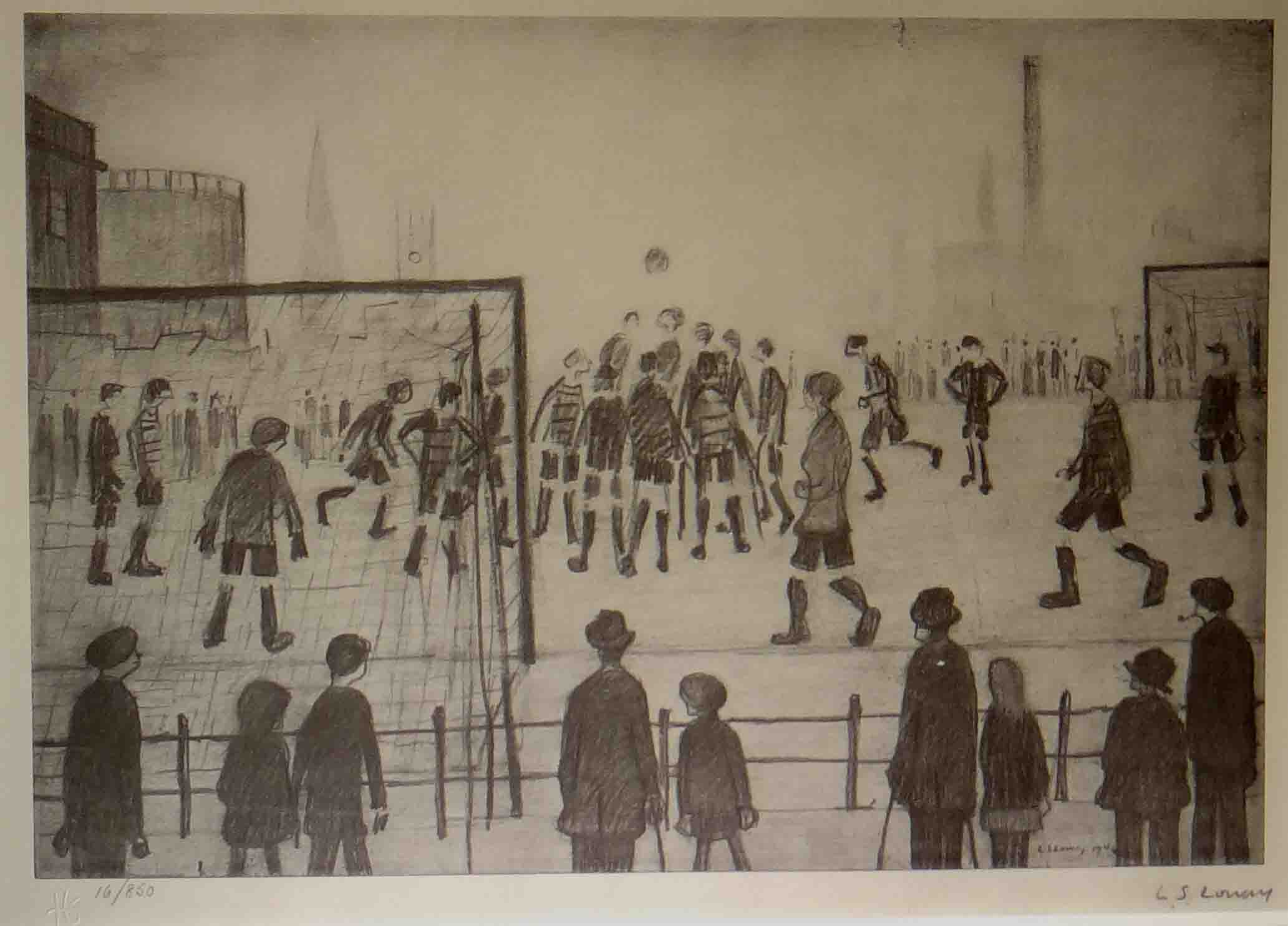 lowry, football match, signed