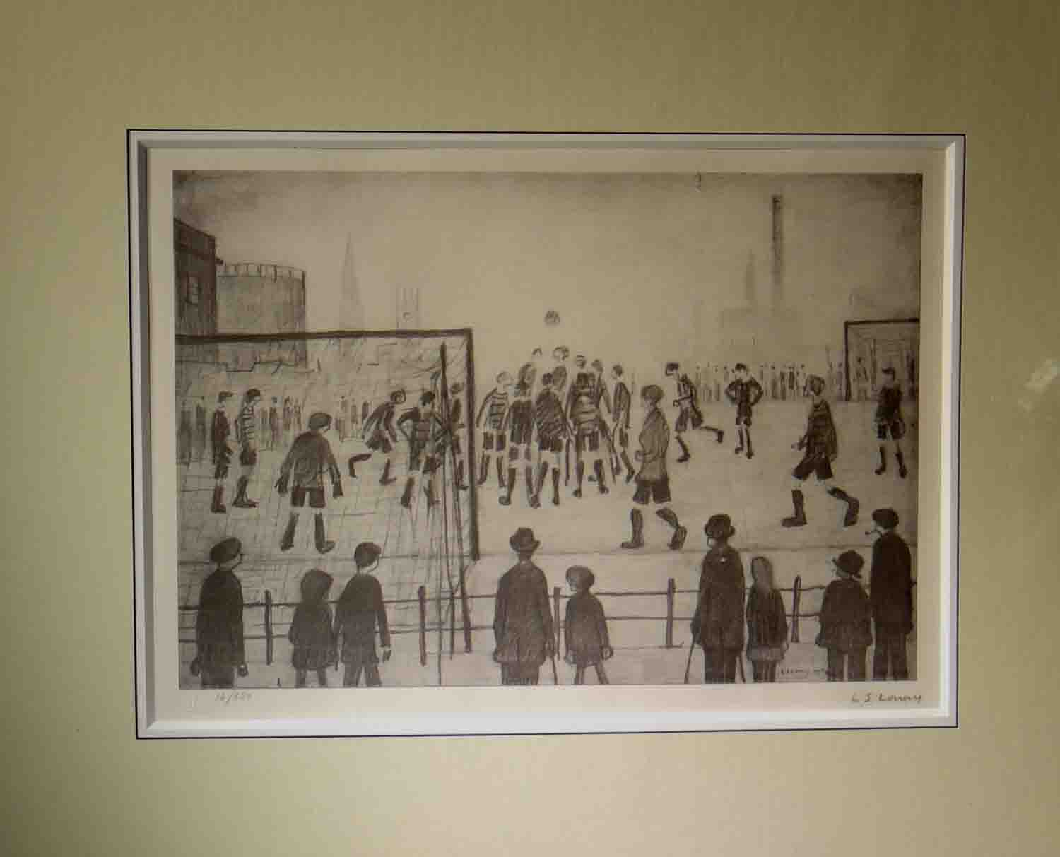 lowry, football match, signed